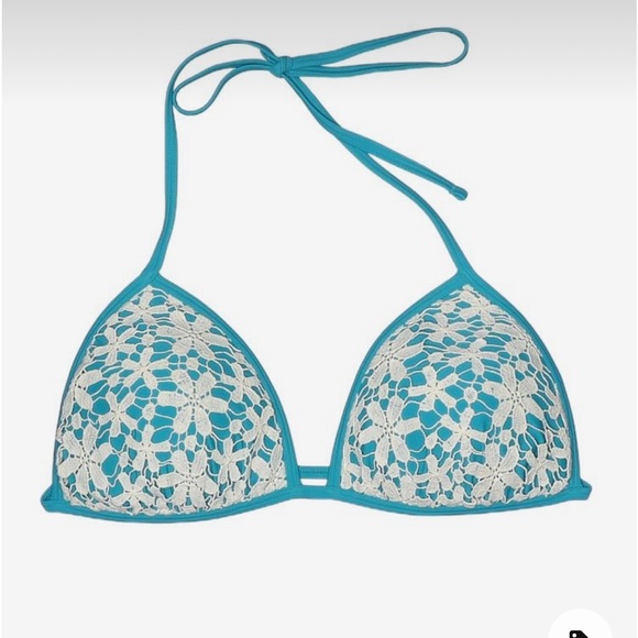 Aerie Swim Aqua Triangle Lace Overlay Swim Bikini Poshmark